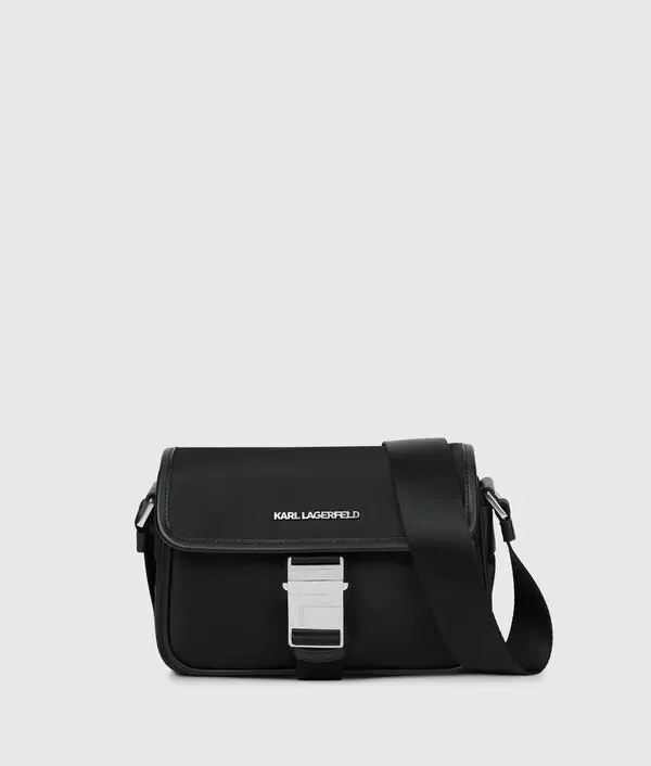 Karl Lagerfeld K/nylon Buckle Messenger Bag - Black