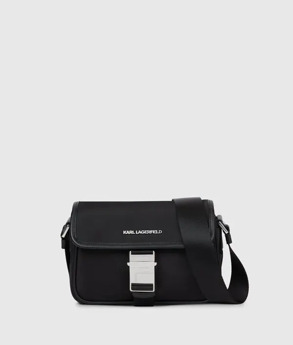 Karl Lagerfeld K/nylon Buckle Messenger Bag - Black