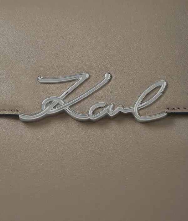 Karl Lagerfeld K/signature Leather Shoulder Bag - Ash Grey