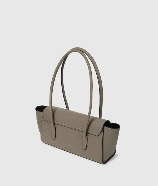 Karl Lagerfeld K/signature Leather Shoulder Bag - Ash Grey
