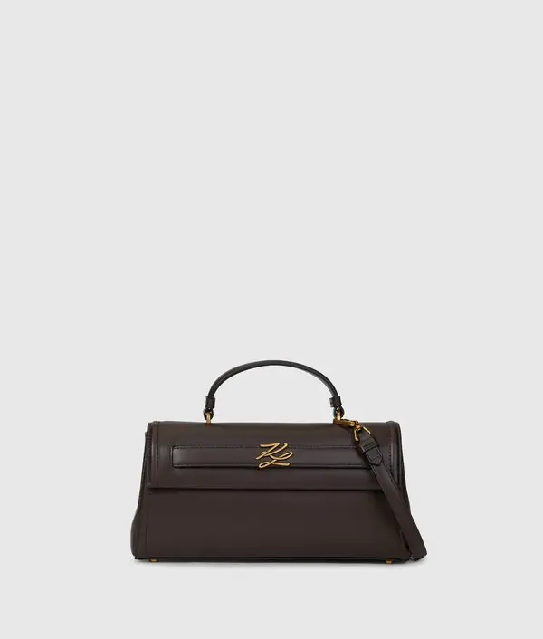 Karl Lagerfeld K/autograph Small Top Handle Bag In Cow Leather - Tobacco