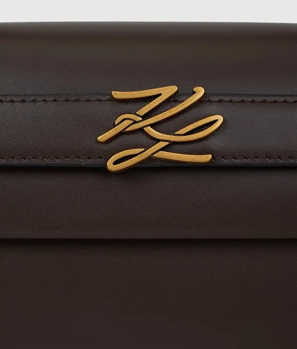 Karl Lagerfeld K/autograph Small Top Handle Bag In Cow Leather - Tobacco