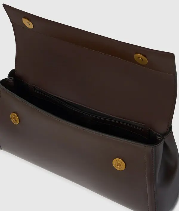 Karl Lagerfeld K/autograph Small Top Handle Bag In Cow Leather - Tobacco