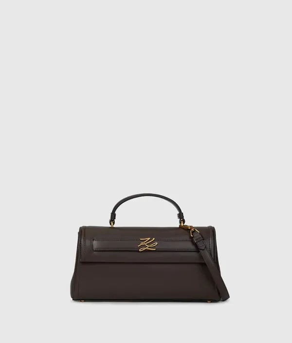 Karl Lagerfeld K/autograph Small Top Handle Bag In Cow Leather - Tobacco