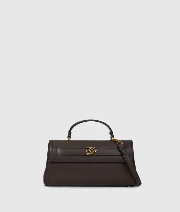 Karl Lagerfeld K/autograph Small Top Handle Bag In Cow Leather - Tobacco