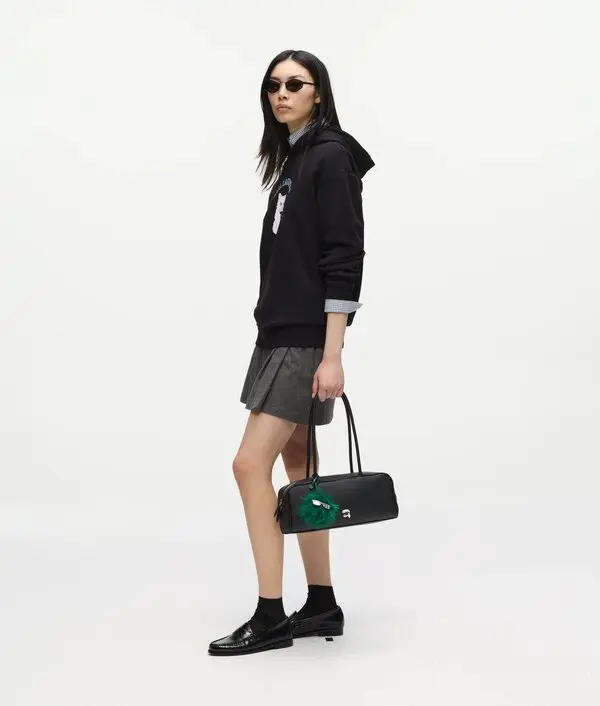 Karl Lagerfeld Ikon Pebble Elongated Charm Shoulder Bag