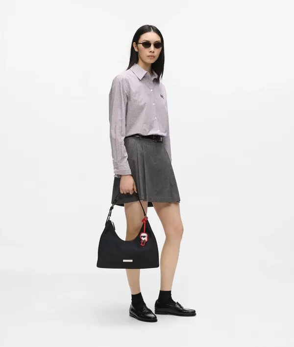 Karl Lagerfeld Ikon Nylon Charm Hobo Bag