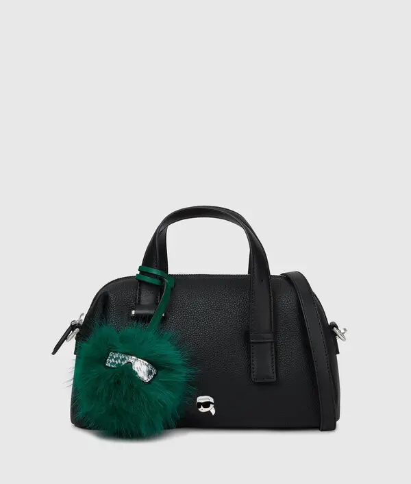 Karl Lagerfeld Ikon Pebble Small Charm Satchel Bag - Black