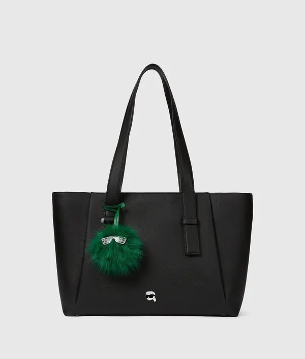 Karl Lagerfeld Ikon Pebble Large Charm Tote Bag - Black