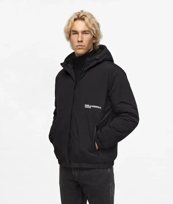 Karl Lagerfeld Reversible Teddy Puffer Jacket - Black