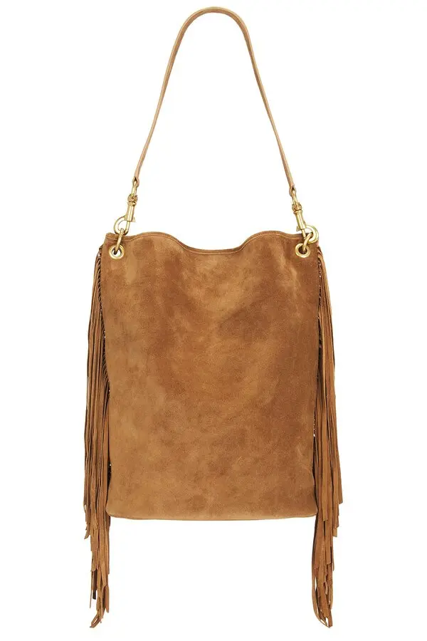 NILI LOTAN Asher Suede Shoulder Bag With Fringe Detailing