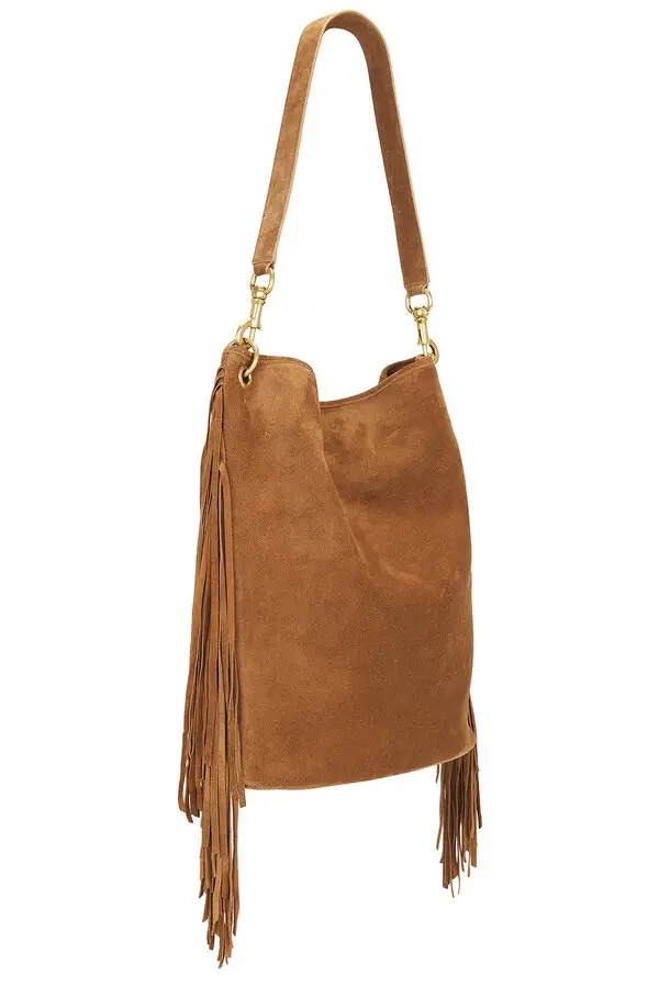 NILI LOTAN Asher Suede Shoulder Bag With Fringe Detailing