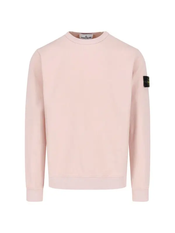 Stone Island Cotton Sweatshirt With Compass Logo Patch - Pink