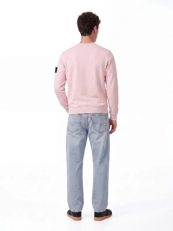 Stone Island Cotton Sweatshirt With Compass Logo Patch - Pink