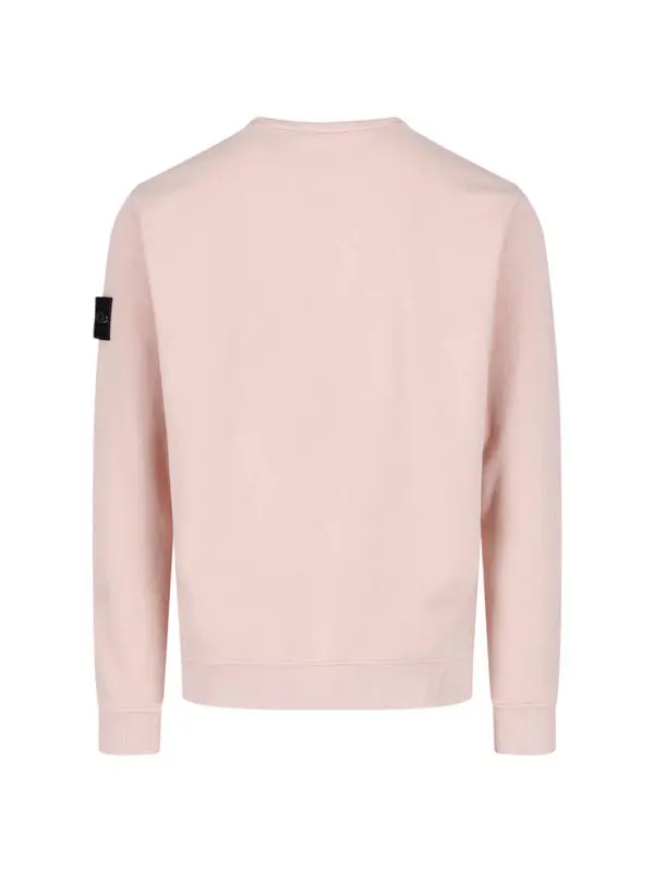 Stone Island Cotton Sweatshirt With Compass Logo Patch - Pink