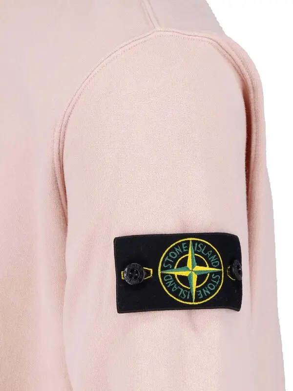 Stone Island Cotton Sweatshirt With Compass Logo Patch - Pink