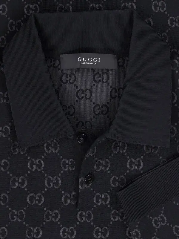 Gucci Jacquard Viscose Polo "gg