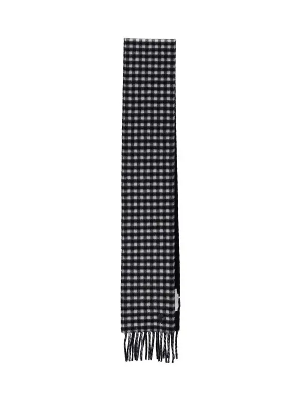AMI Paris Plaid Wool Scarf - Black