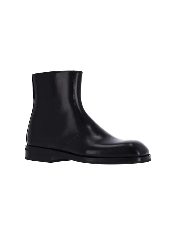 LEMAIRE Leather Zip Ankle Boots - Black