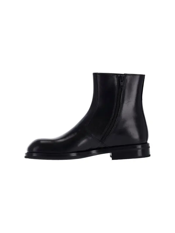 LEMAIRE Leather Zip Ankle Boots - Black