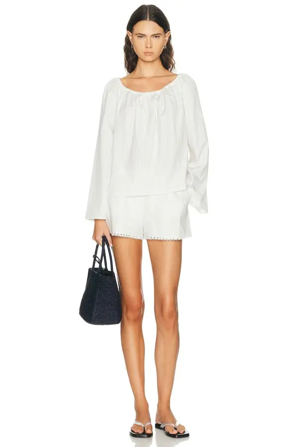 Donni. Pop Pinstripe Tie Top