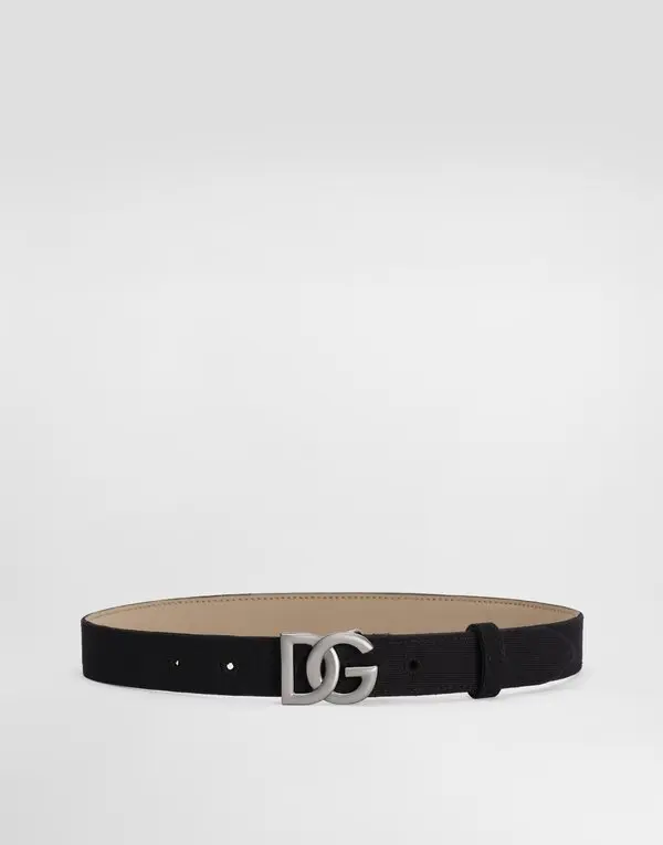 Dolce & Gabbana Canvas And Calfskin Logo Belt