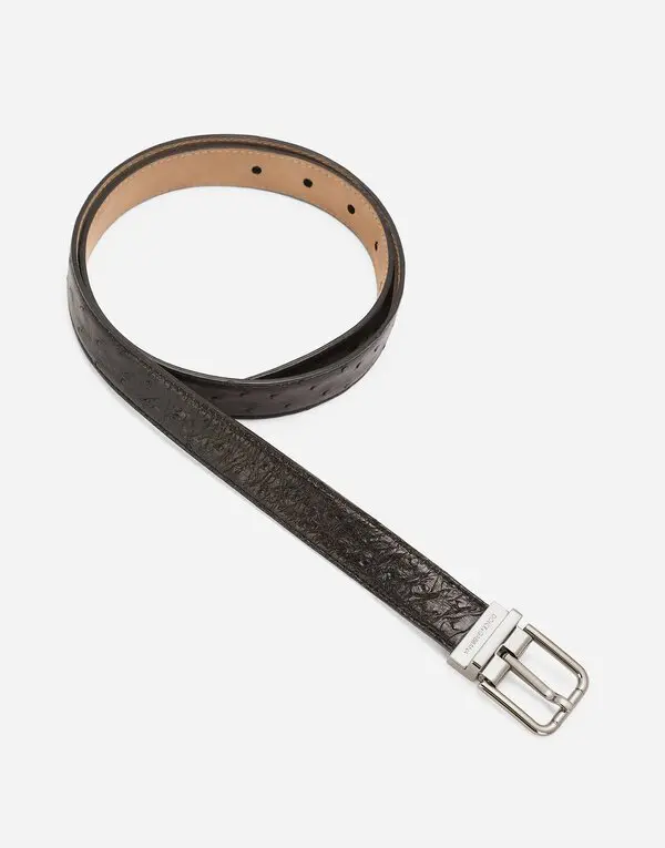 Dolce & Gabbana Ostrich Leather Belt - Black
