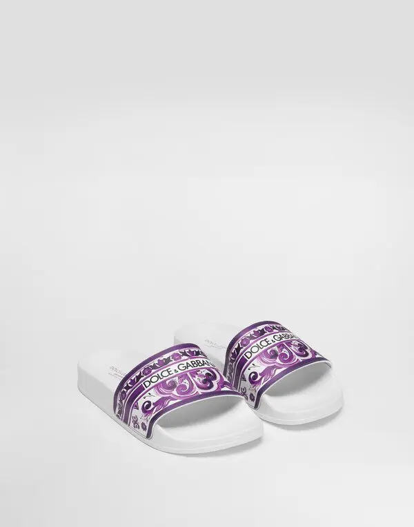 Dolce & Gabbana Majolica-print Calfskin Slipper