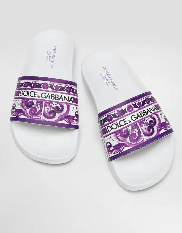Dolce & Gabbana Majolica-print Calfskin Slipper