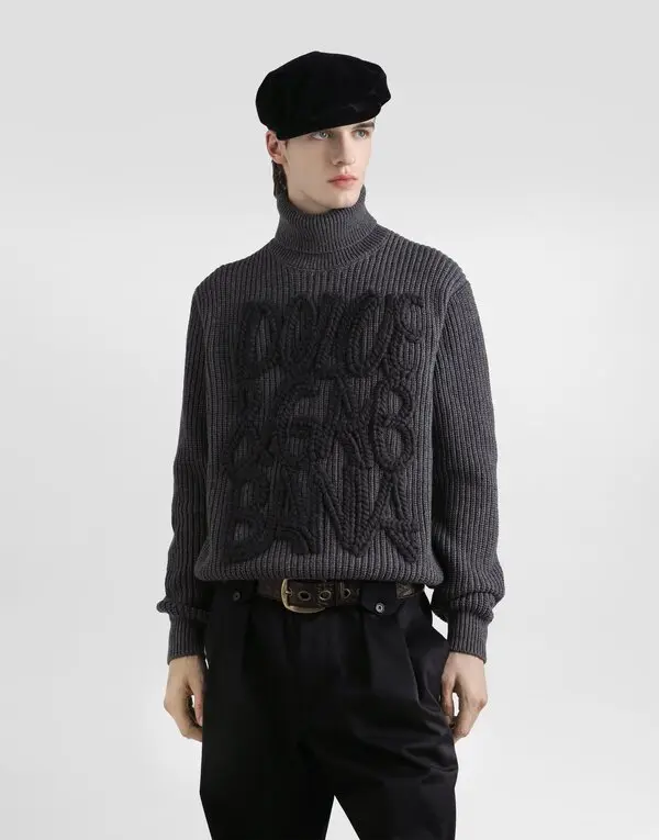 Dolce & Gabbana Wool Turtleneck With Embroidered Logo