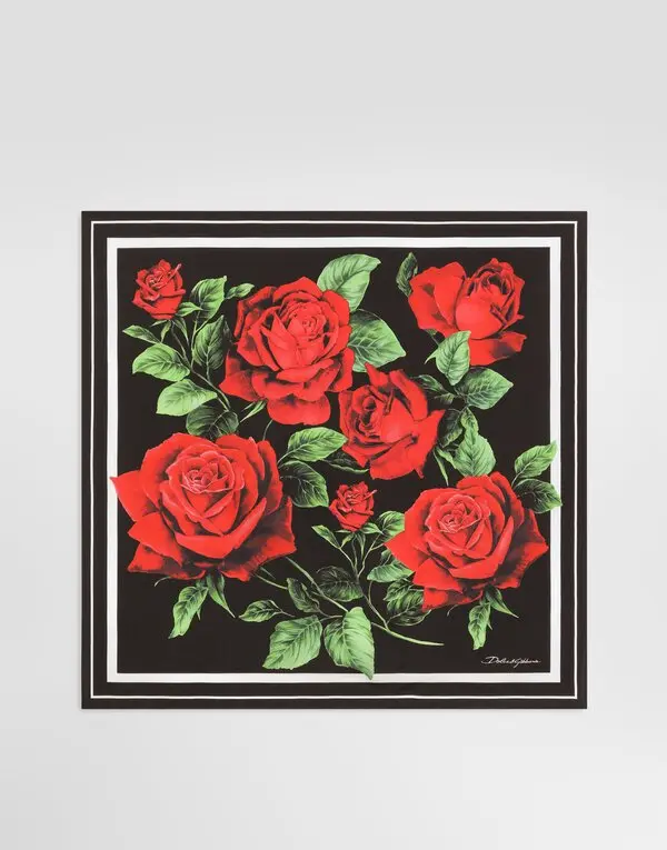 Dolce & Gabbana 50x50 Rose- Silk Twill Scarf - Print