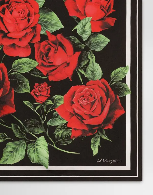 Dolce & Gabbana 50x50 Rose- Silk Twill Scarf