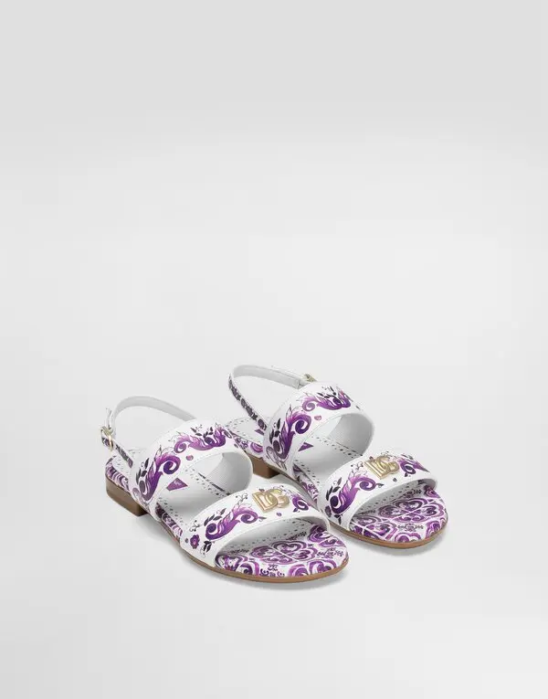 Dolce & Gabbana Majolica-print Calfskin Sandals