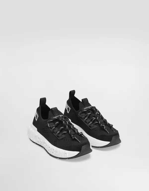 Dolce & Gabbana Jersey And Split Calfskin Lace-up Sneakers