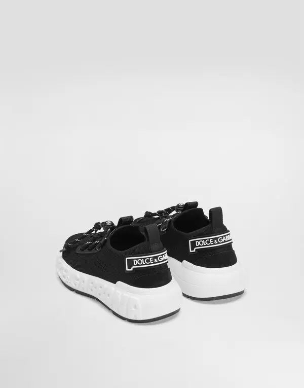 Dolce & Gabbana Jersey And Split Calfskin Lace-up Sneakers