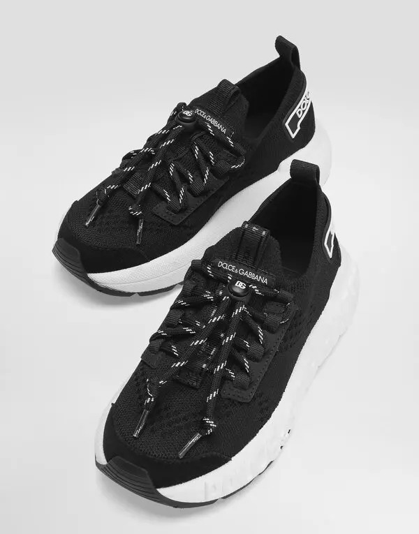Dolce & Gabbana Jersey And Split Calfskin Lace-up Sneakers