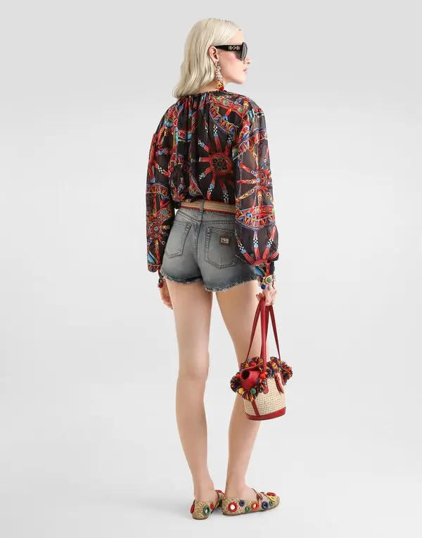 Dolce & Gabbana Carretto-print Devoré Twill Top - Multicolor