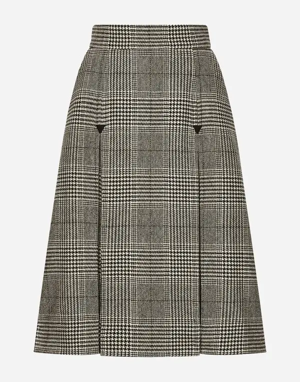 Dolce & Gabbana Glen Plaid Calf-length A-line Skirt With Pleats