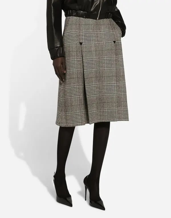 Dolce & Gabbana Glen Plaid Calf-length A-line Skirt With Pleats