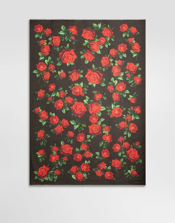 Dolce & Gabbana 135x200 Rose-print Cashmere Blend Stole