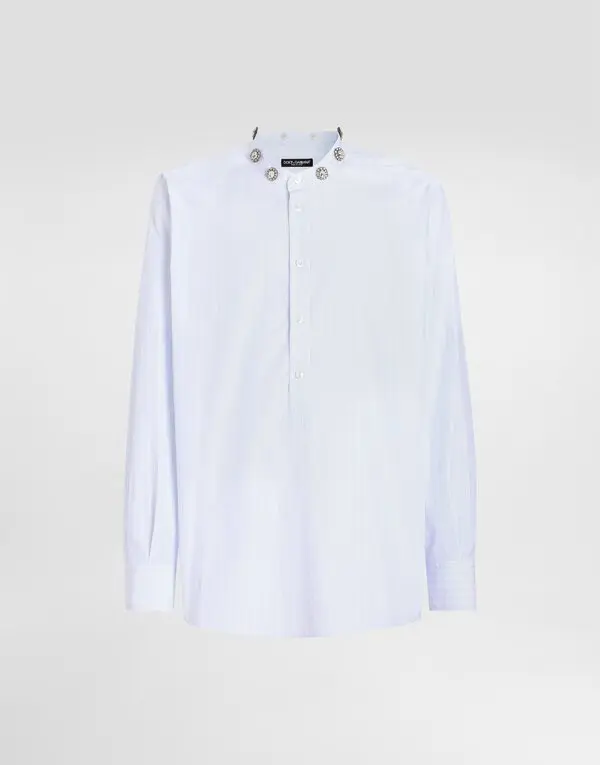 Dolce & Gabbana Cotton Shirt With Bejeweled Detailing