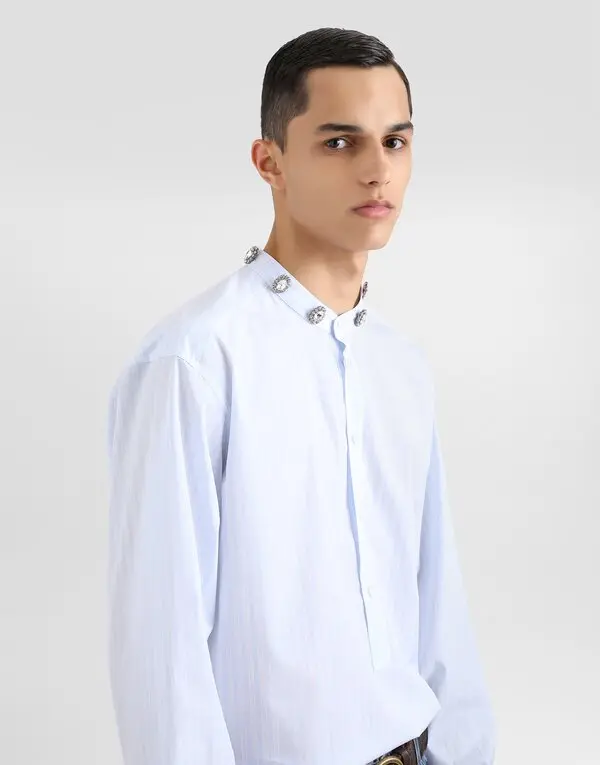 Dolce & Gabbana Cotton Shirt With Bejeweled Detailing