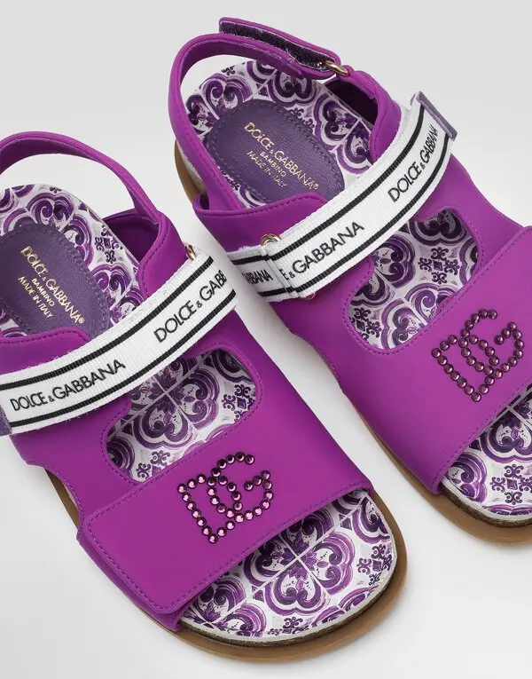 Dolce & Gabbana Majolica-print Sandals With Thermo-rhinestones
