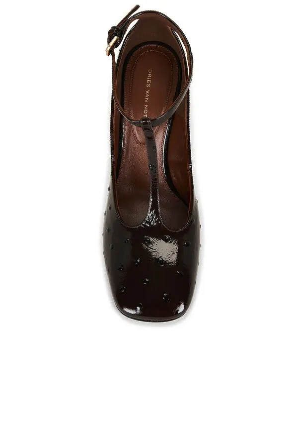 Dries Van Noten Square Toe Salome Pump In Brown