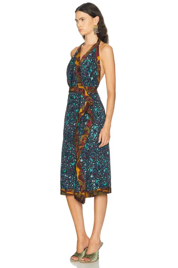 Dries Van Noten Printed Halterneck Midi Dress