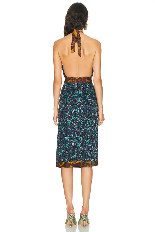 Dries Van Noten Printed Halterneck Midi Dress