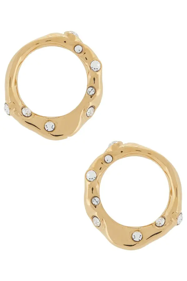 Dries Van Noten Organic Surface Crystal Earrings - Gold