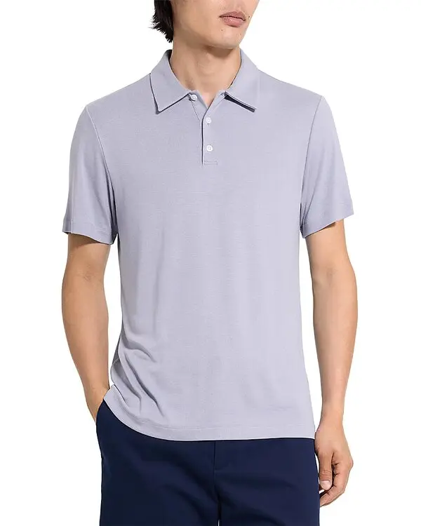 Theory Bron Anemone Jersey Polo Shirt - Gray Lilac