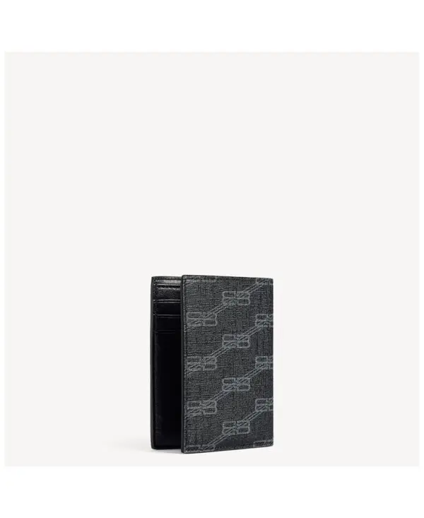 Balenciaga Signature Vertical Bifold Wallet Bb Monogram Coated Canvas