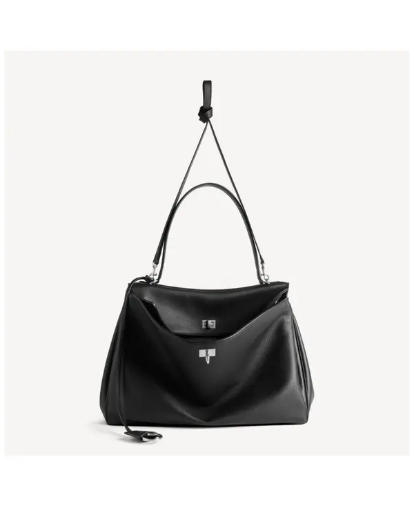 Balenciaga Rodeo Large Grained Calfskin Handbag - Black